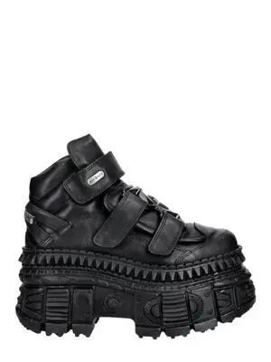 NEW ROCK Touch-strap Platform Sneakers - Black