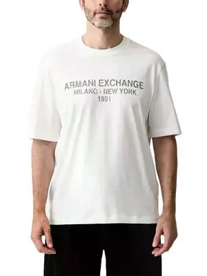 Armani Exchange Logo-print Garment-dyed Crew-neck T-shirt - White