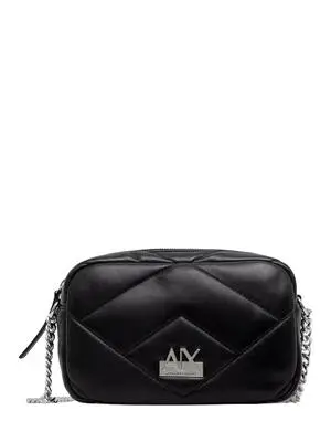 Armani Exchange Quilted Logo-plaque Shoulder Bag - Black