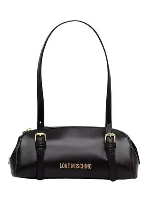 Moschino Buckle-detail Logo-plaque Shoulder Bag - Black