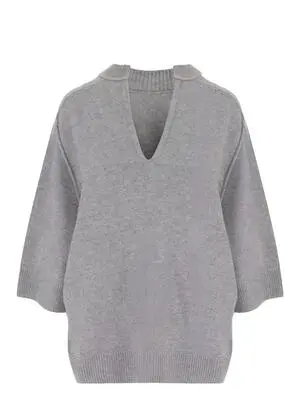 Carven Cashmere V-neck Sweater - Grey