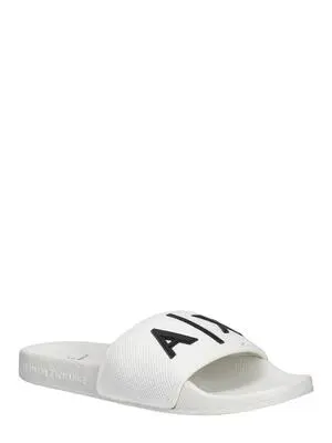 Armani Exchange Mesh-texture Slides - White