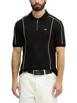 Armani Exchange Piped Zip-fastening Polo Shirt - Black