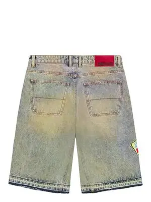 DIET STARTS MONDAY Venice Distressed Patchwork Denim Shorts - Blue