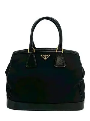 Prada 2013-2026 Saffiano Trimmed Tessuto Handbag - Black