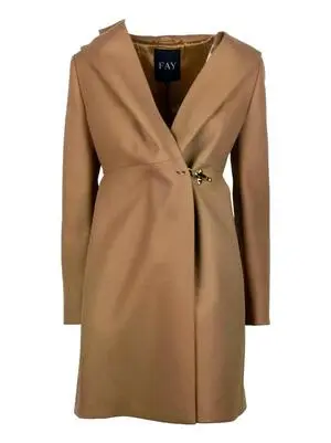 FAY Hooded Lobster-claw Fastening Coat - Brown