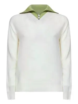 MAISON MARGIELA MM6 Maison Margiela Layered-Effect Zip-Collar Sweater White