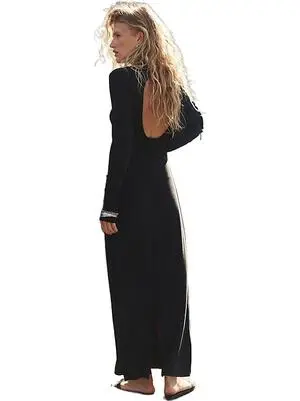 Free People Good Feels Alessia Maxi Dress Black