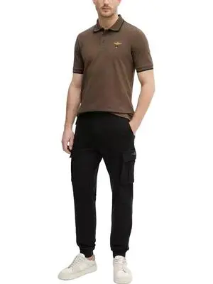 AERONAUTICA MILITARE Logo-embroidered Polo Shirt - Brown
