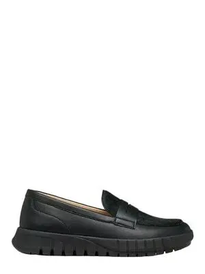 Geox Flextride Calf Hair-panel Loafers - Black
