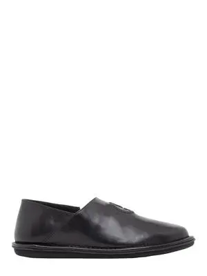 Giorgio Armani Leather Slipper With Rubber Sole - Black