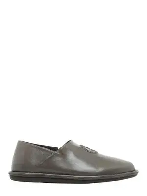 Giorgio Armani Leather Slipper With Rubber Sole - Brown