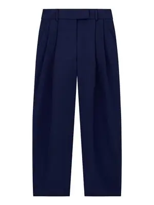 Giorgio Armani Silk Crepe Cady Wide-leg Trousers With Double Pleats - Blue