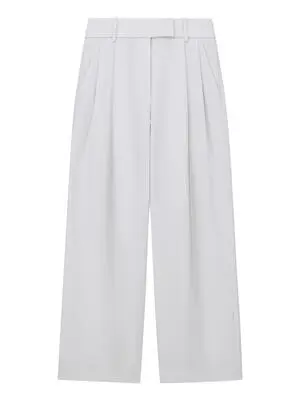Giorgio Armani Silk Crepe Cady Wide-leg Trousers With Double Pleats - White
