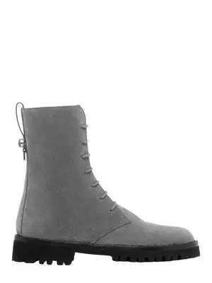 Giorgio Armani Lace-up Split Leather Boots - Grey
