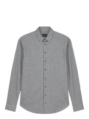GIORGIO ARMANI Regular Fit Cotton Jersey Shirt With Geometric Flock Print