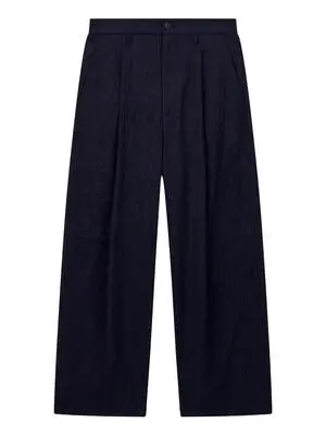 GIORGIO ARMANI Giorgio Armani Crinkled Virgin Wool Flannel Wide-Leg Trousers