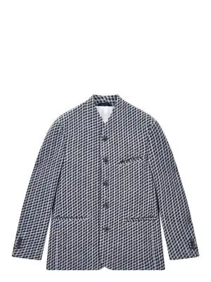 Giorgio Armani Blazer Regular Fit Geometric Wool And Cashmere Jacquard - Black