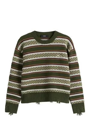 Amiri Western Logo Striped Sweater - Coffee