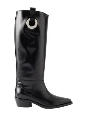 Proenza Schouler Bronco Grommet Embellished Leather Knee-high Boots - Black