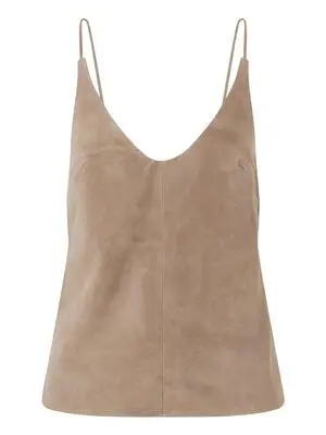 ST. AGNI Tie-detailed Suede Top - Neutrals