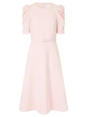 Carolina Herrera Belted Crepe Midi Dress - Pink