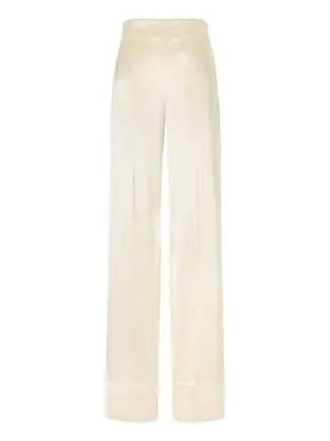 JOSEPH Dijon Silk-satin Mid-rise Straight-leg Pants - Neutrals