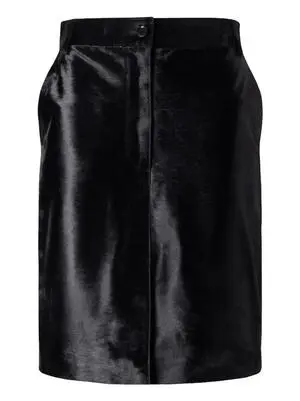 Loulou De Saison Debi Calf Hair Midi Skirt - Black