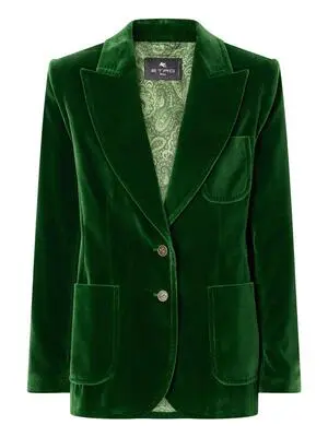 Etro Stretch-cotton Velvet Blazer - Green