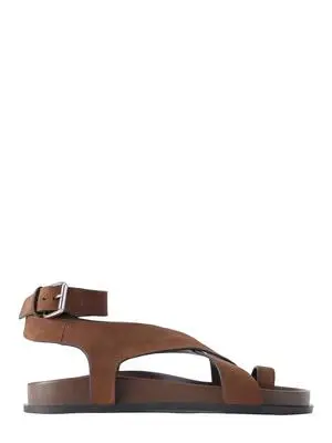A.emery Jalen Crossed Suede Sandals - Brown