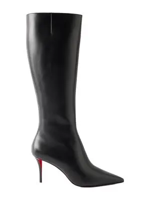 CHRISTIAN LOUBOUTIN Miss Z Botta 80 Leather Knee-high Boots - Black