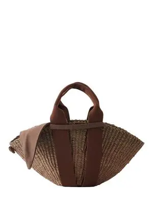 Muuñ Sophie Raffia Mini Tote - Brown