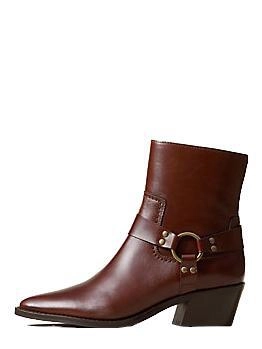 BOS & CO Belle Leather Ankle Boots With Harness Detail - Wine