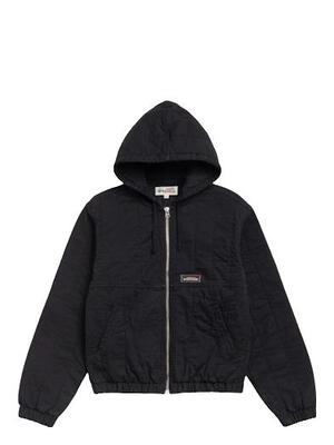 StÜssy Quilted Canvas Zip Up Jacket With Hood - Black