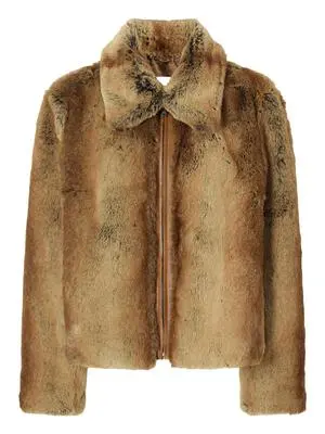 Veronica De Piante Mireia Leather-trimmed Plush Jacket - Camel
