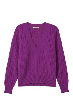 Johnstons Of Elgin Kylesku Cashmere V-neck Jumper - Purple