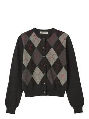 Johnstons Of Elgin Clan Argyle Cashmere Cardigan Grey