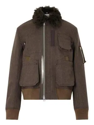 SACAI Sacai Melton Wool Blouson Jacket With Plush Trim