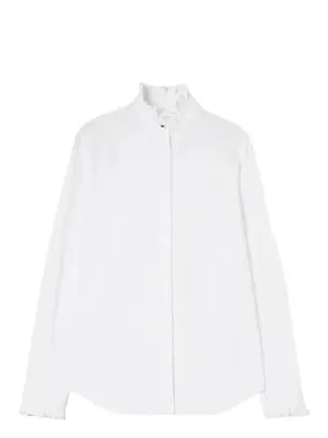 Burberry Classic Fit Cotton Poplin Shirt With Ruffled Trims - No