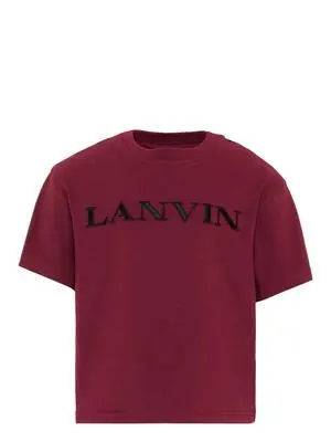 LANVIN Logo Embroidered Crewneck T-shirt - Wine Red