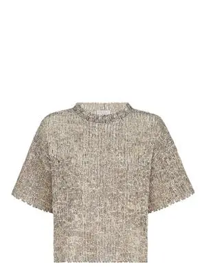 BRUNELLO CUCINELLI Dazzling Craquelé-embroidery T-shirt In Mohair And Wool
