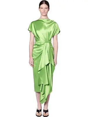 ROKSANDA Satin Draped Zoa Midi Dress - Meadow