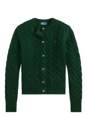 Polo Ralph Lauren Pony-embroidered Cable-knit Cardigan - Green
