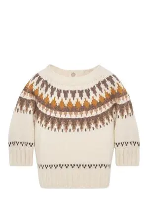 Moncler Geometric Jacquard Wool Cashmere Blend Sweater - White