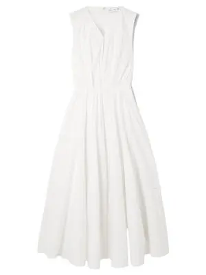 Proenza Schouler Proenza Schouler Kailey Pleated V-Neck Midi Dress White