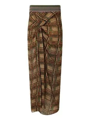 Dries Van Noten Suma Plaid Midi Skirt - Brown