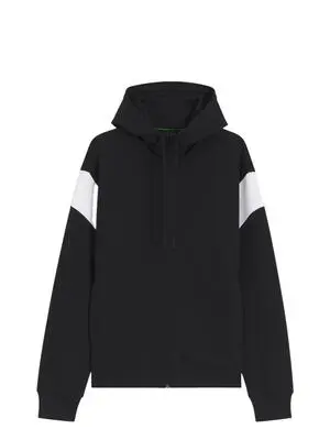Hugo Boss Regular-fit Zip-up Sweatshirt In Spacer Pique - Dark Blue
