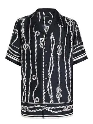 Dolce & Gabbana Marina-print Silk Twill Hawaii Shirt - Black