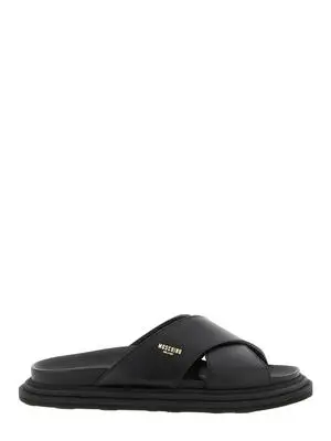 Moschino Lettering Sandals - Black