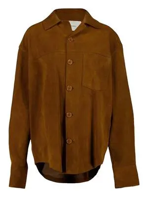 AMI Paris Buttoned Curved Hem Overshirt - Brown